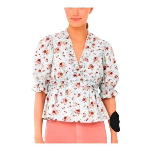 Hyacinth House | Tops | Tuckernuck Hyacinth House Blue Floral Ruffle ...